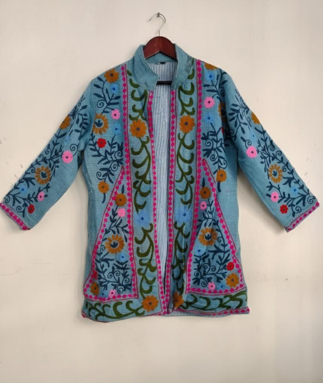 Hand- Embroidered TNT Fabric Cotton Suzani Long Coat: Boho Hippie Style ...