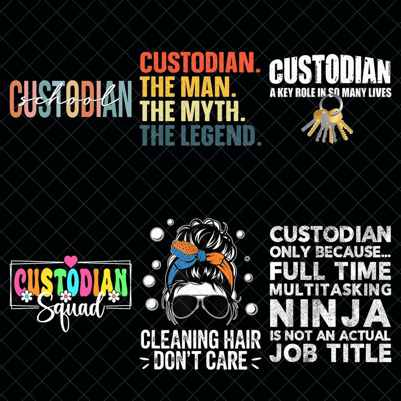 Custodian PNG Bundle, School Staff Boo Crew Sublimation, Funny Janitor ...
