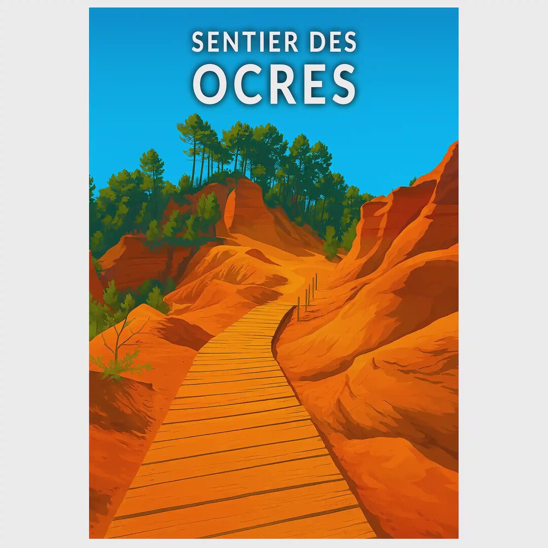 Poster - Ochre Trail - Luberon, Provence - Illustration, Vintage Poster ...