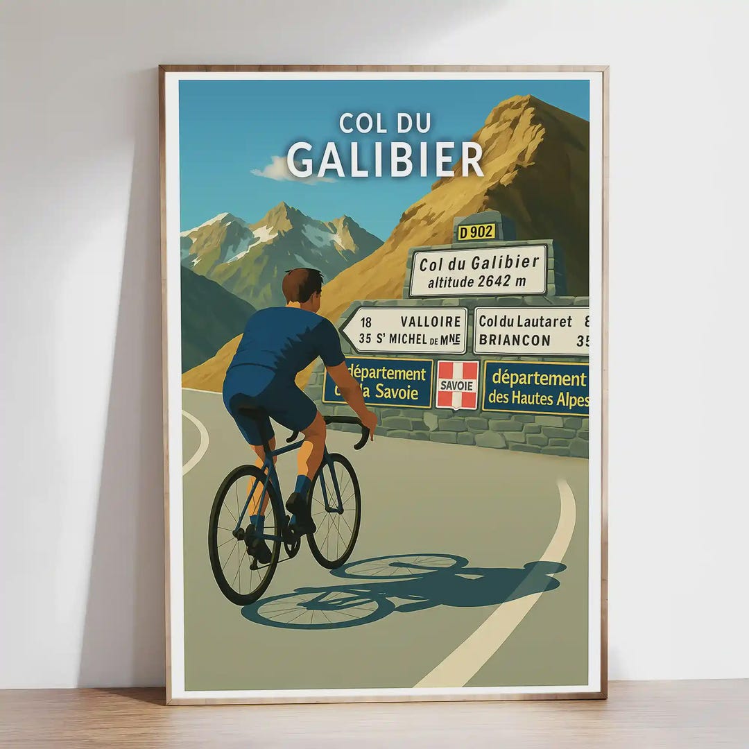 Poster - Col Du Galibier - Cycling - Alps, Savoie - Illustration ...
