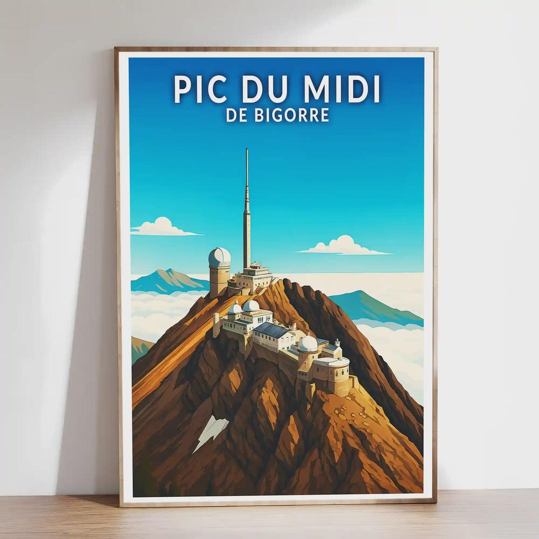 Poster - Pic Du Midi De Bigorre - Pyrenees, Occitanie - Illustration ...