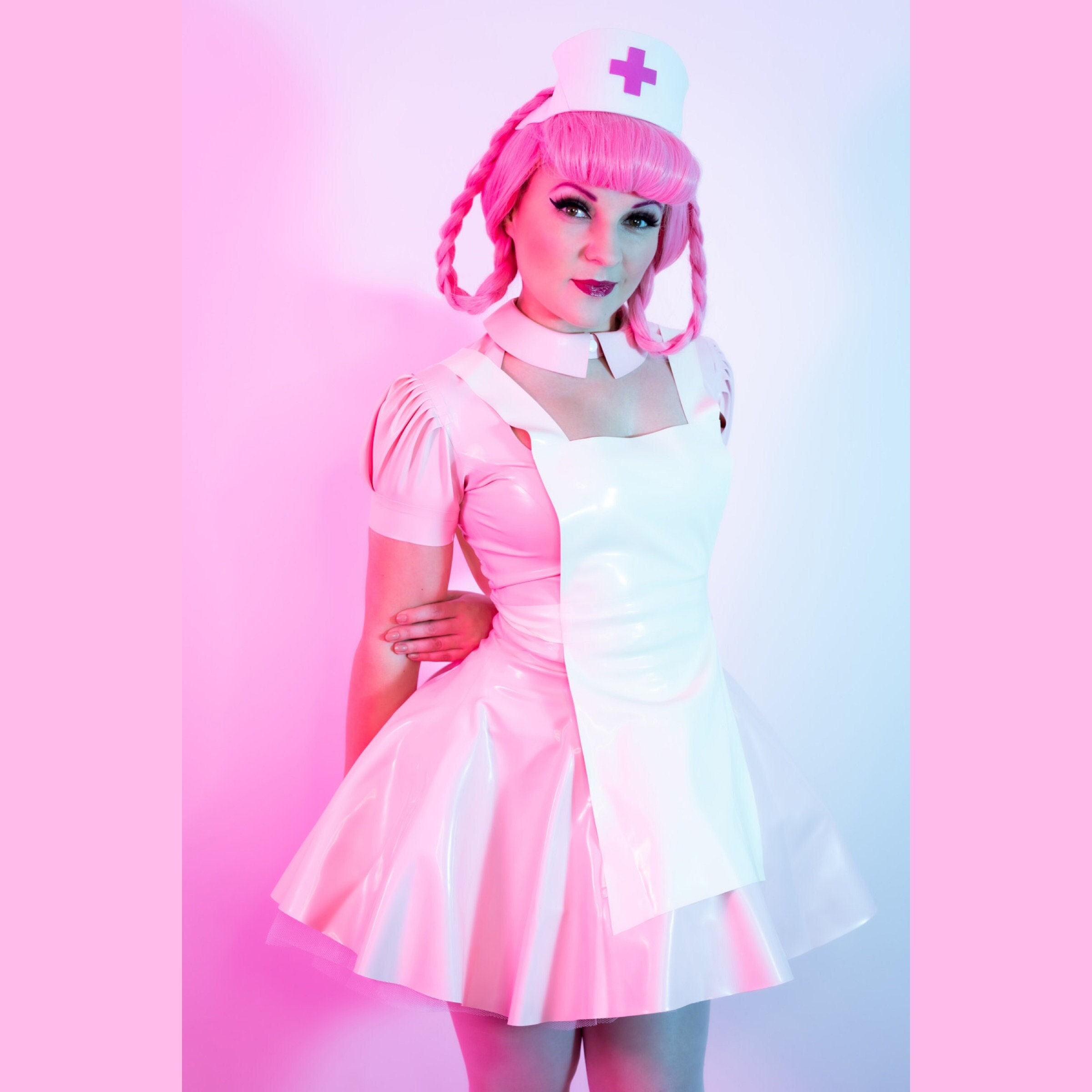 Latex Nurse Joy Cosplay Dress And Apron Set Etsy