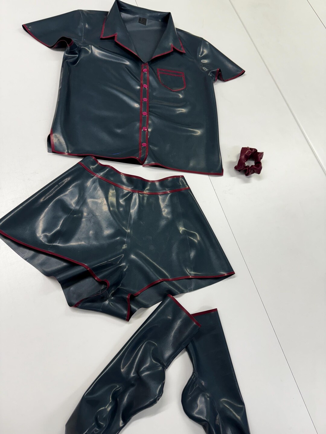 Latex Short Tailored Pyjama Top Only - Etsy