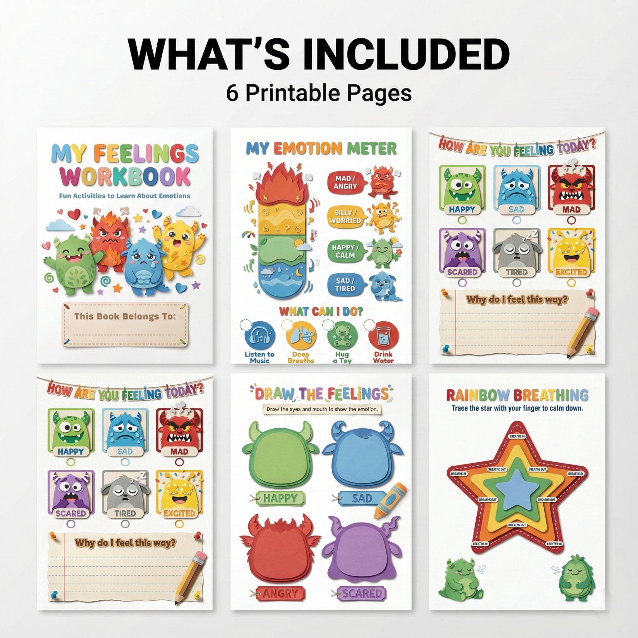 Emotional Learning Workbook Printable, Kids Emotions & Feelings ...