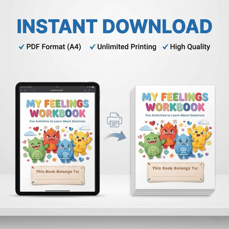 Emotional Learning Workbook Printable, Kids Emotions & Feelings ...