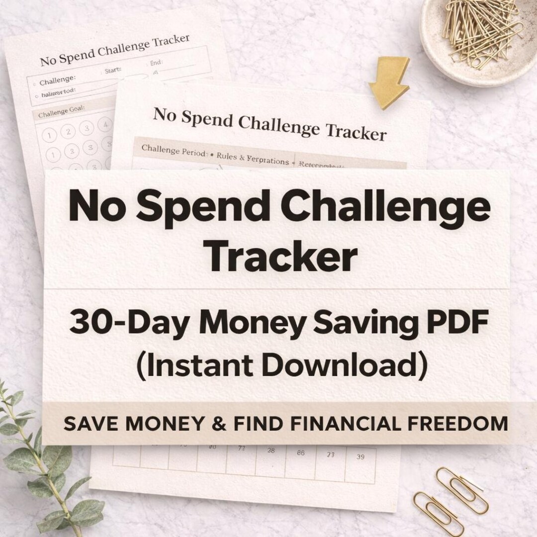 30 Day No Spend Challenge Printable PDF | Money Saving Tracker ...