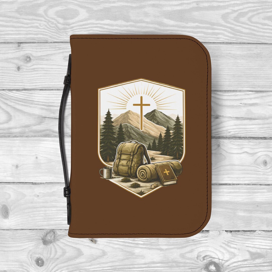 Mountain Cross Backpack Bible Cover | Zippered Leatherette Psalm Travel ...