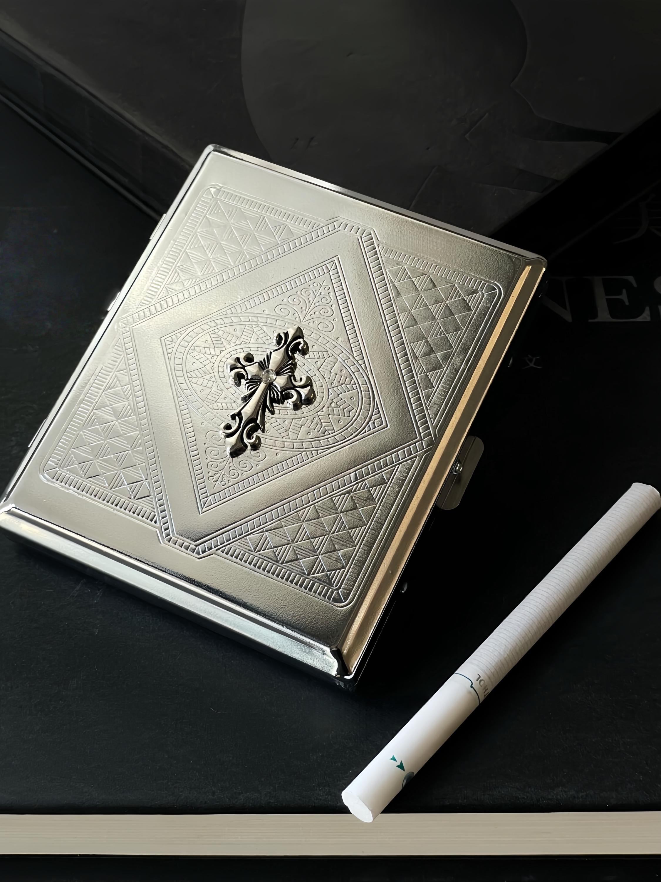 Vintage Metal Cigarette Case, Gothic Cross & Snake PU Box, Victorian ...