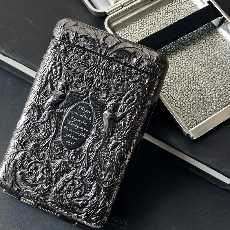 Vintage Metal Cigarette Case, Gothic Cross & Snake PU Box, Victorian ...