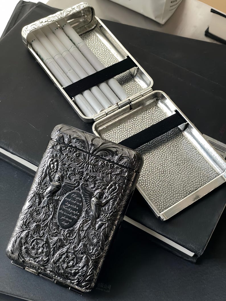 Vintage Metal Cigarette Case, Gothic Cross & Snake PU Box, Victorian ...