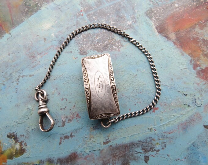 Vintage Silver Watch Chain Sterling Fob Chain G.L.P. Co. Belt Loop ...