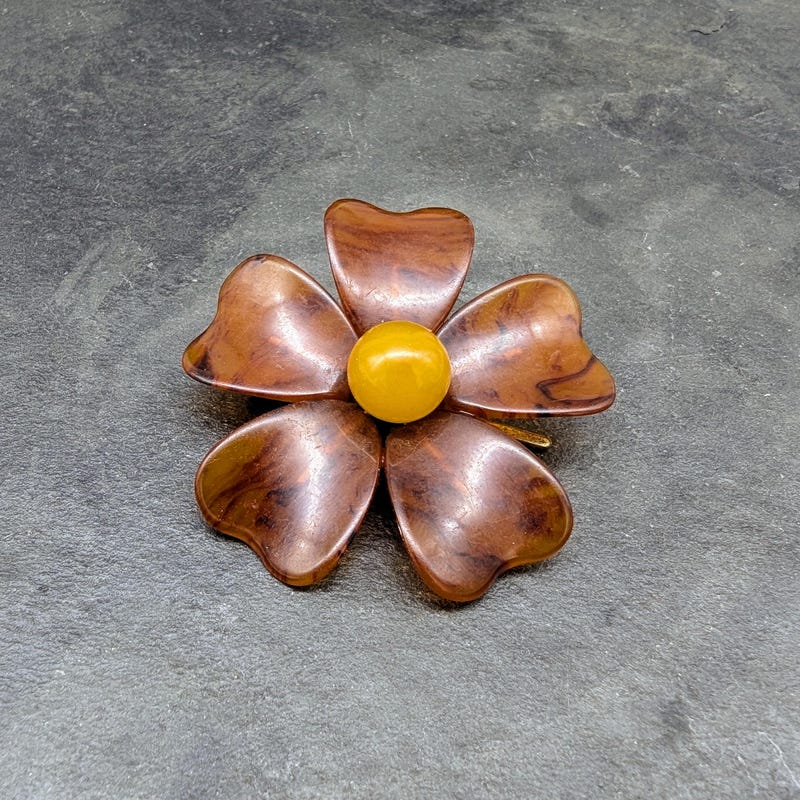 Bakelite Flower Pin - Etsy