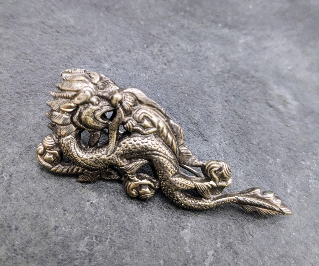 Antique Chinese Dragon Brooch, Silver Victorian Brooch, Year of the ...