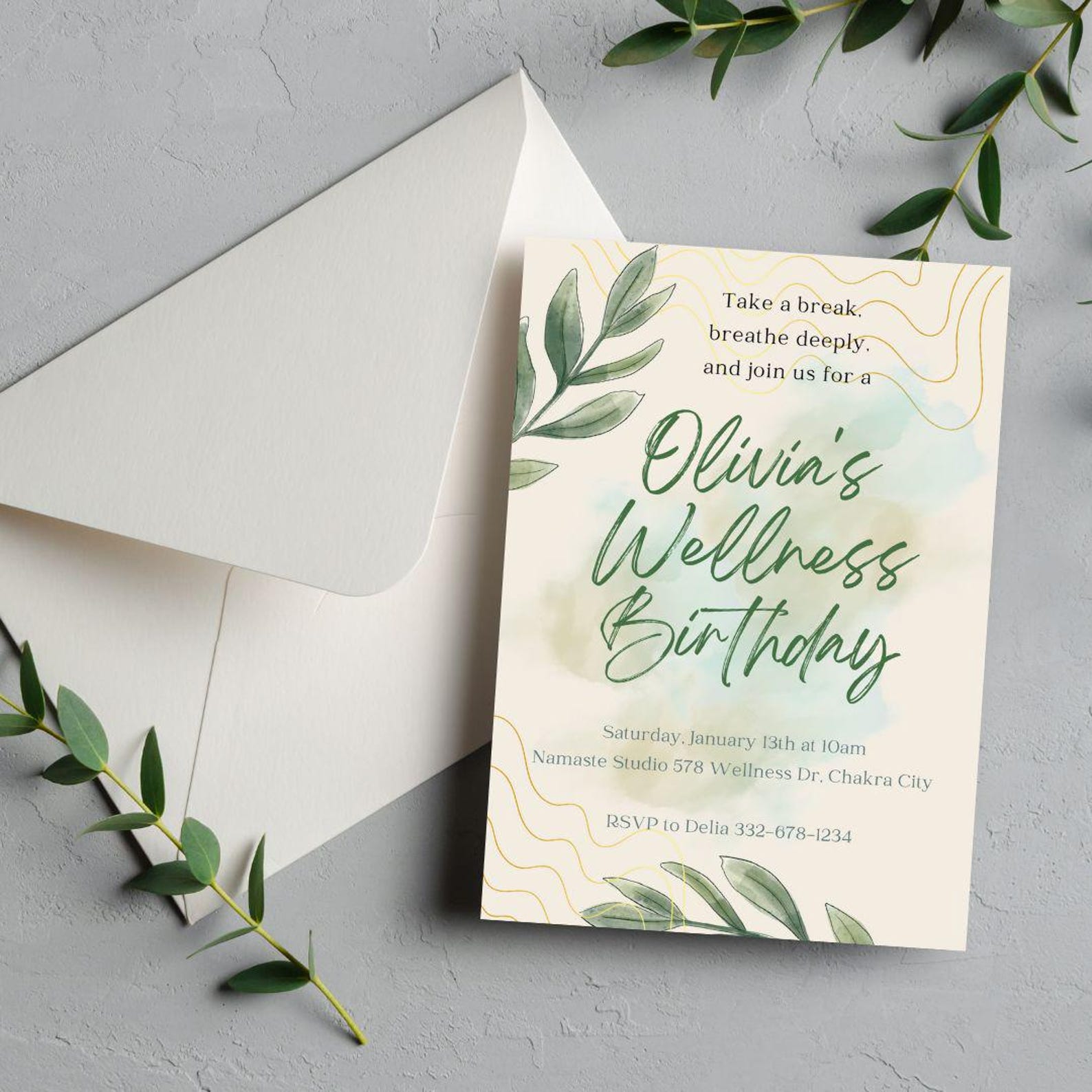Printable Wellness Party Invitation — Canva Template | Edit & Print - Etsy