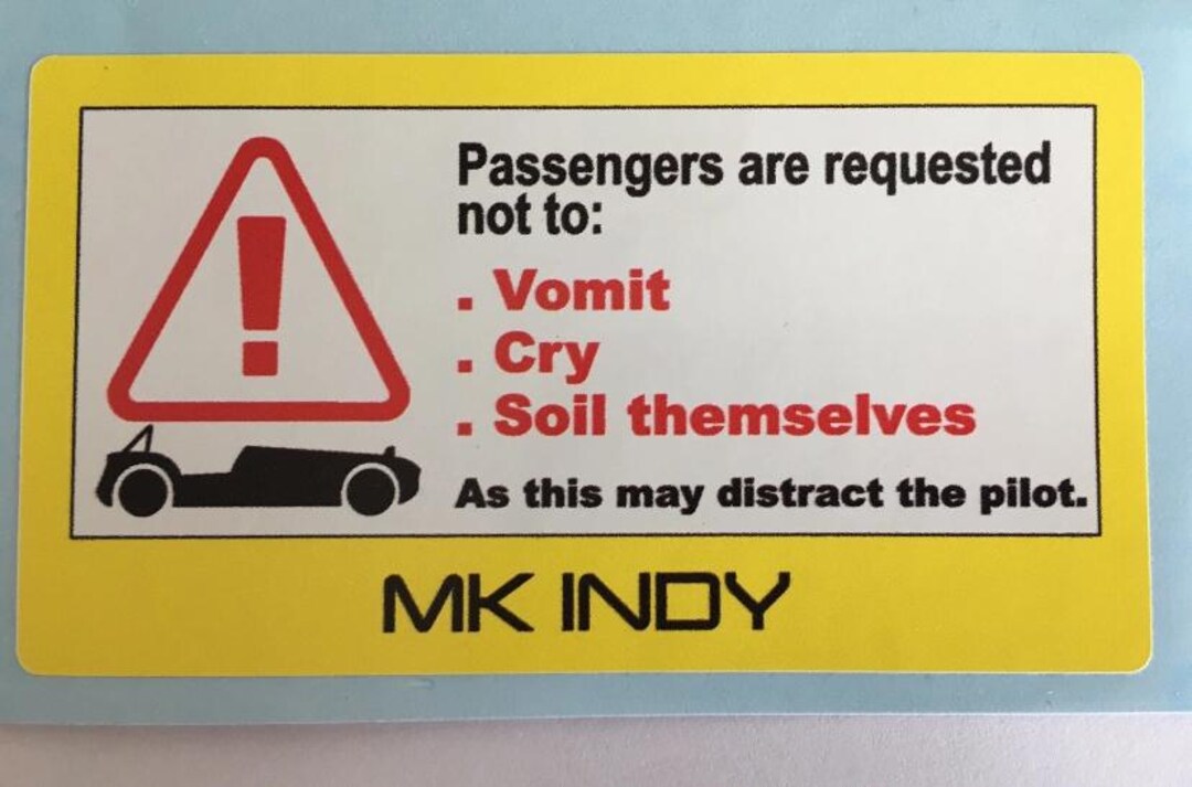 Mk Indy Kit Car Soil Sick Vomit Funny Dashboard Sticker Decal Track ...