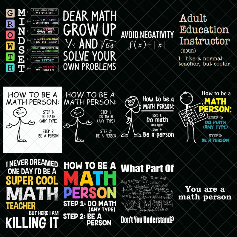 How to Be A Math Person PNG Bundle, Funny Math Teacher Clipart, Growth ...
