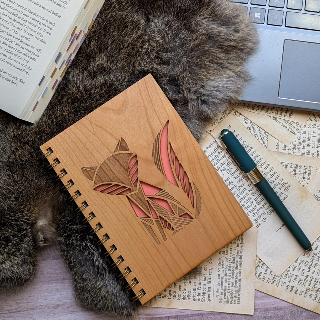 Fox Engraved Notebook Cover Template Laser Cut Files, Wood Book Cover ...