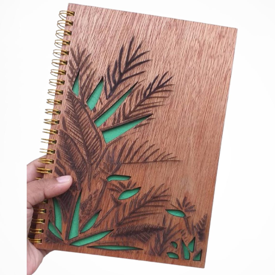 Leaf Pattern Engraved Notebook Cover Template Laser Cut Files, Wood ...