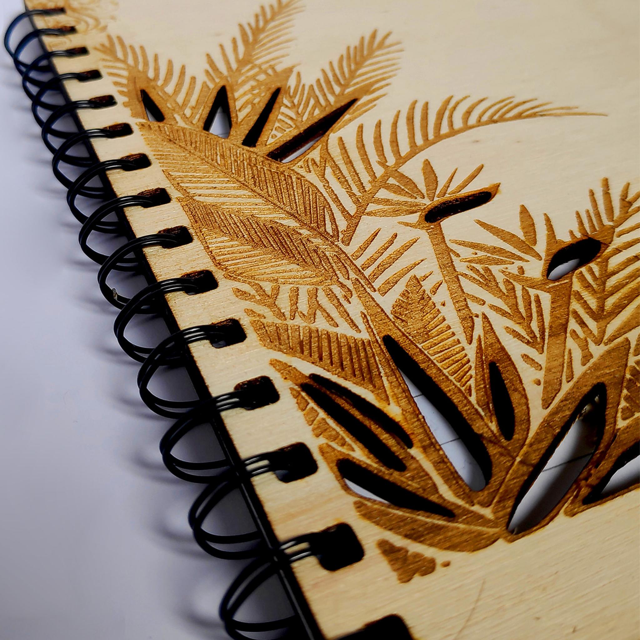 Leaf Pattern Engraved Notebook Cover Template Laser Cut Files, Wood ...