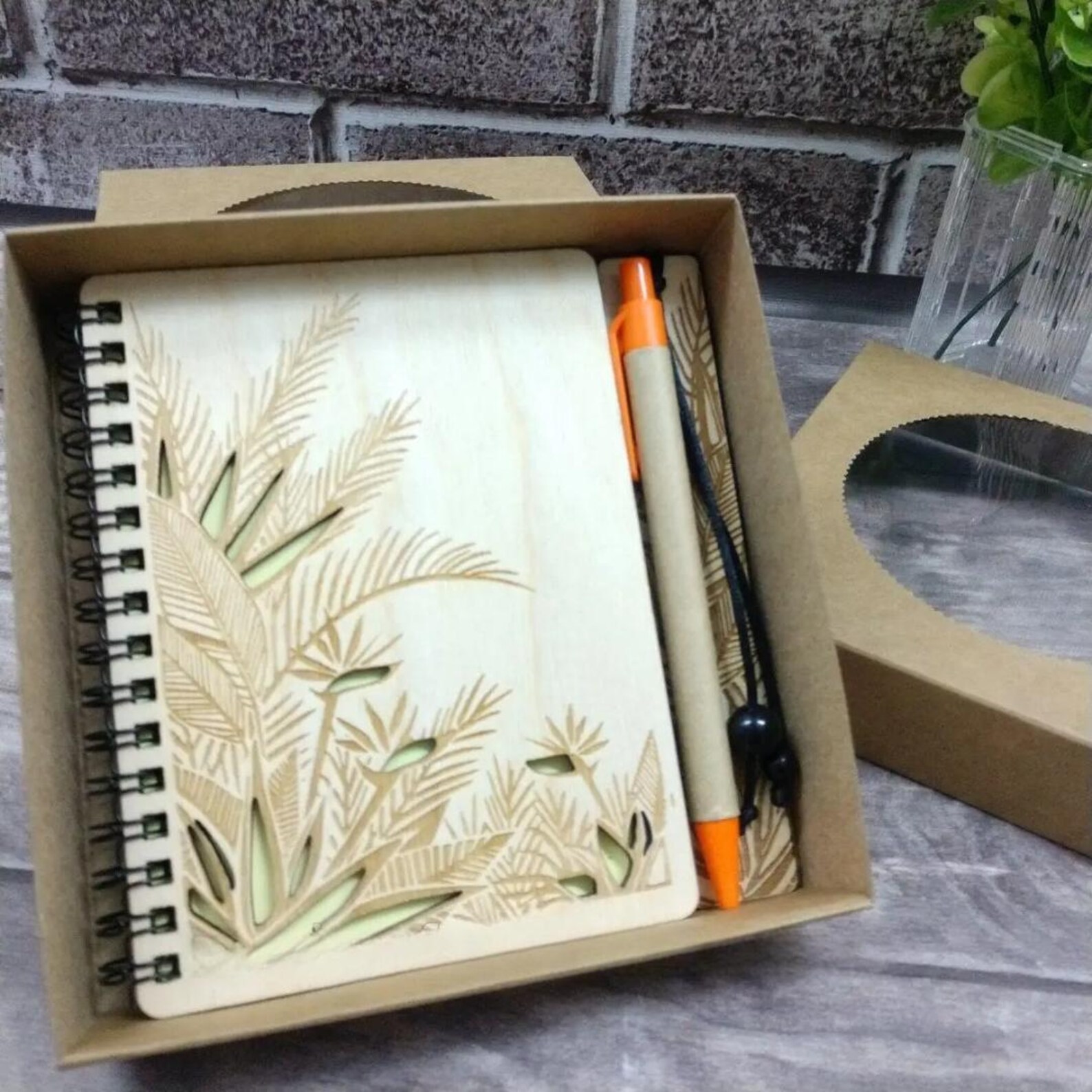 Leaf Pattern Engraved Notebook Cover Template Laser Cut Files, Wood ...