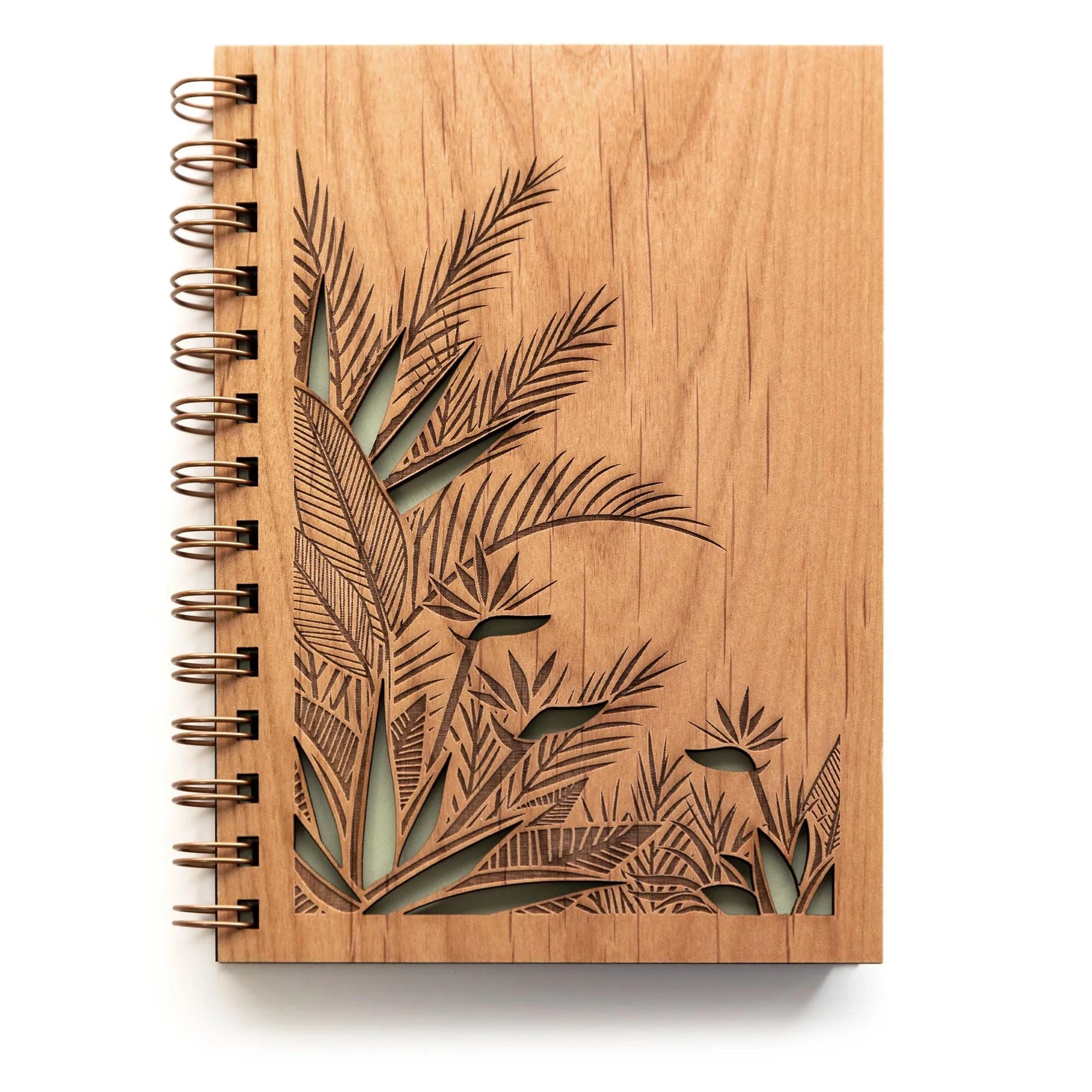 Leaf Pattern Engraved Notebook Cover Template Laser Cut Files, Wood ...
