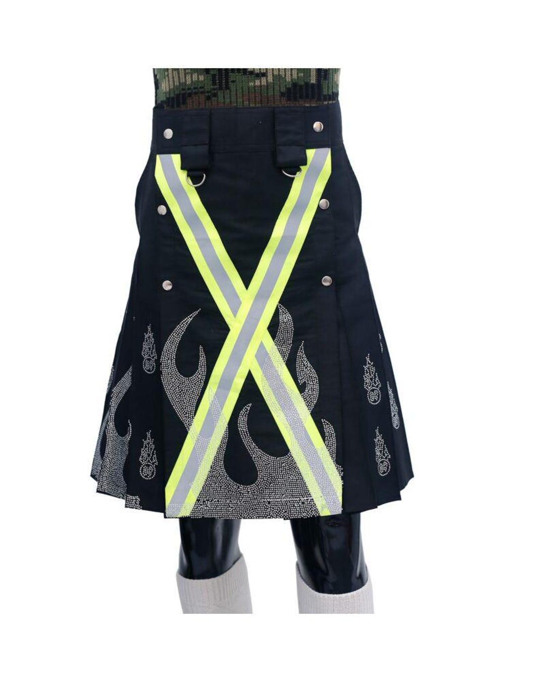 Handmade Firefighter Utility Kilt for Men | Safety Reflective Stripe ...