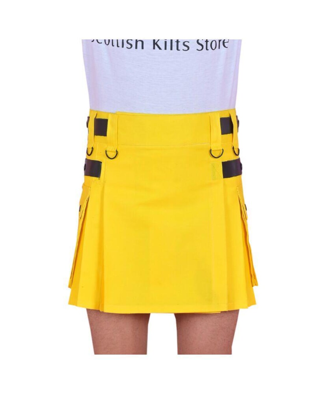 Yellow Mini Utility Kilt for Women | Handmade Short Utility Kilt ...