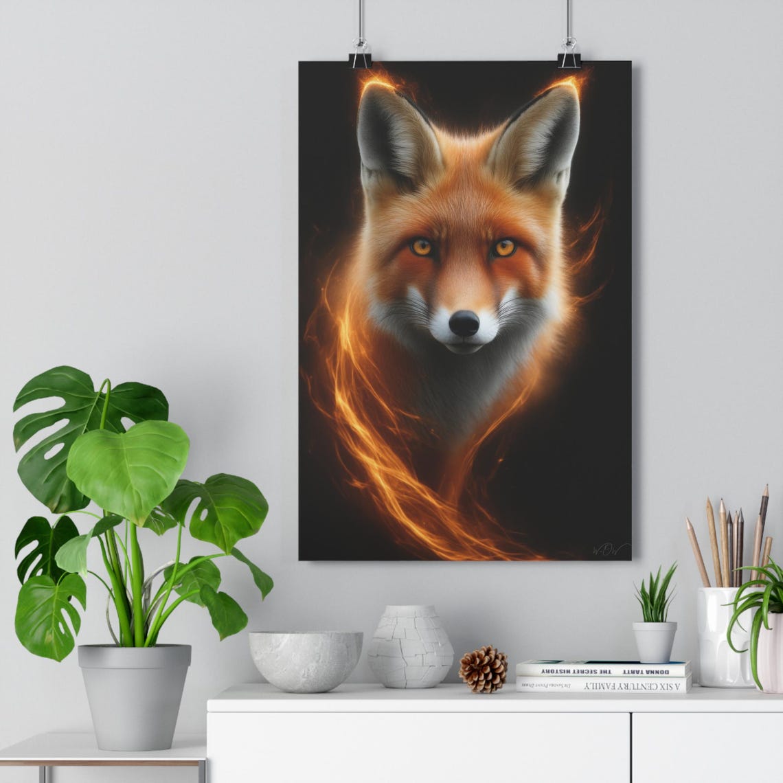 Spirit Animal Fox Print: Fiery Ethereal Mythical Art, Matte Fine Art ...
