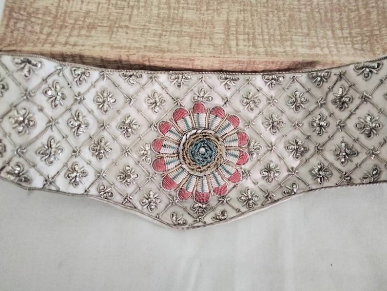 Vintage Red & White Indian Cummerbund Style Belt Steel Thread | Etsy