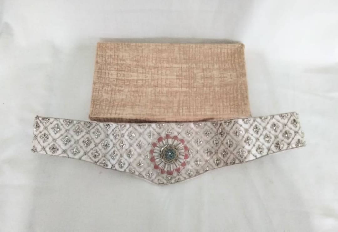 Vintage Red & White Indian Cummerbund Style Belt Steel Thread Original ...