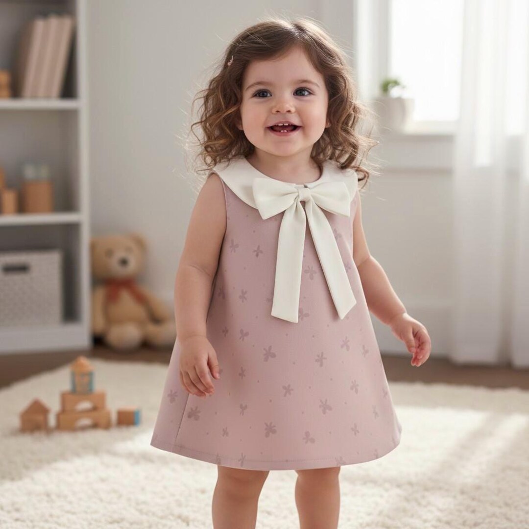 Pink Baby Girl Dress With White Bow | Coquette Infant Outfit | Preppy ...
