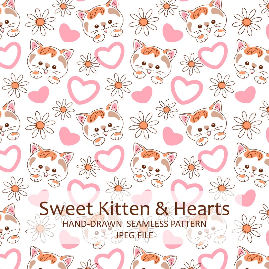 Cat Pattern, Cat Face Digital Paper, Pet Lovers, Fabric Print, JPG ...