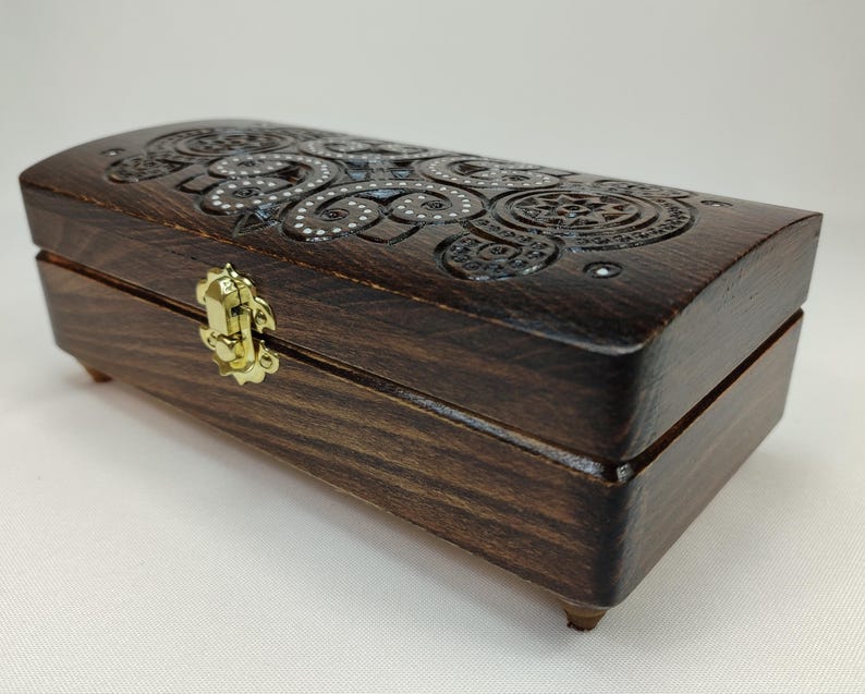 Handmade Carved Walnut Box: Carpathian Inlay, Velvet Lined - Etsy