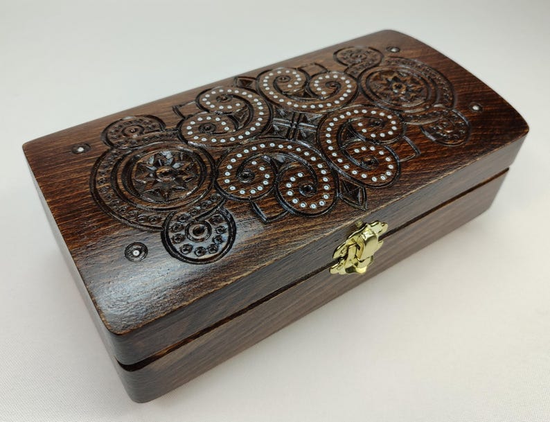 Handmade Carved Walnut Box: Carpathian Inlay, Velvet Lined - Etsy
