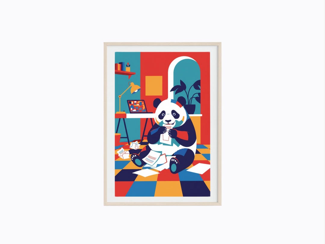 Playful Panda Art Print - Henri Matisse Style, Colorful Office Decor - Etsy