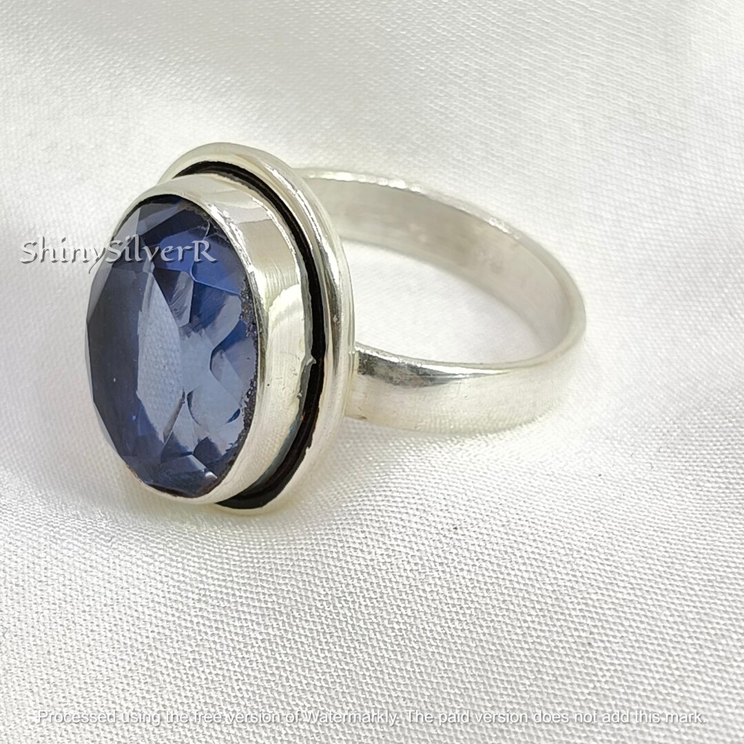 Oval Iolite Ring, 925 Sterling Silver Boho Jewelry - Etsy