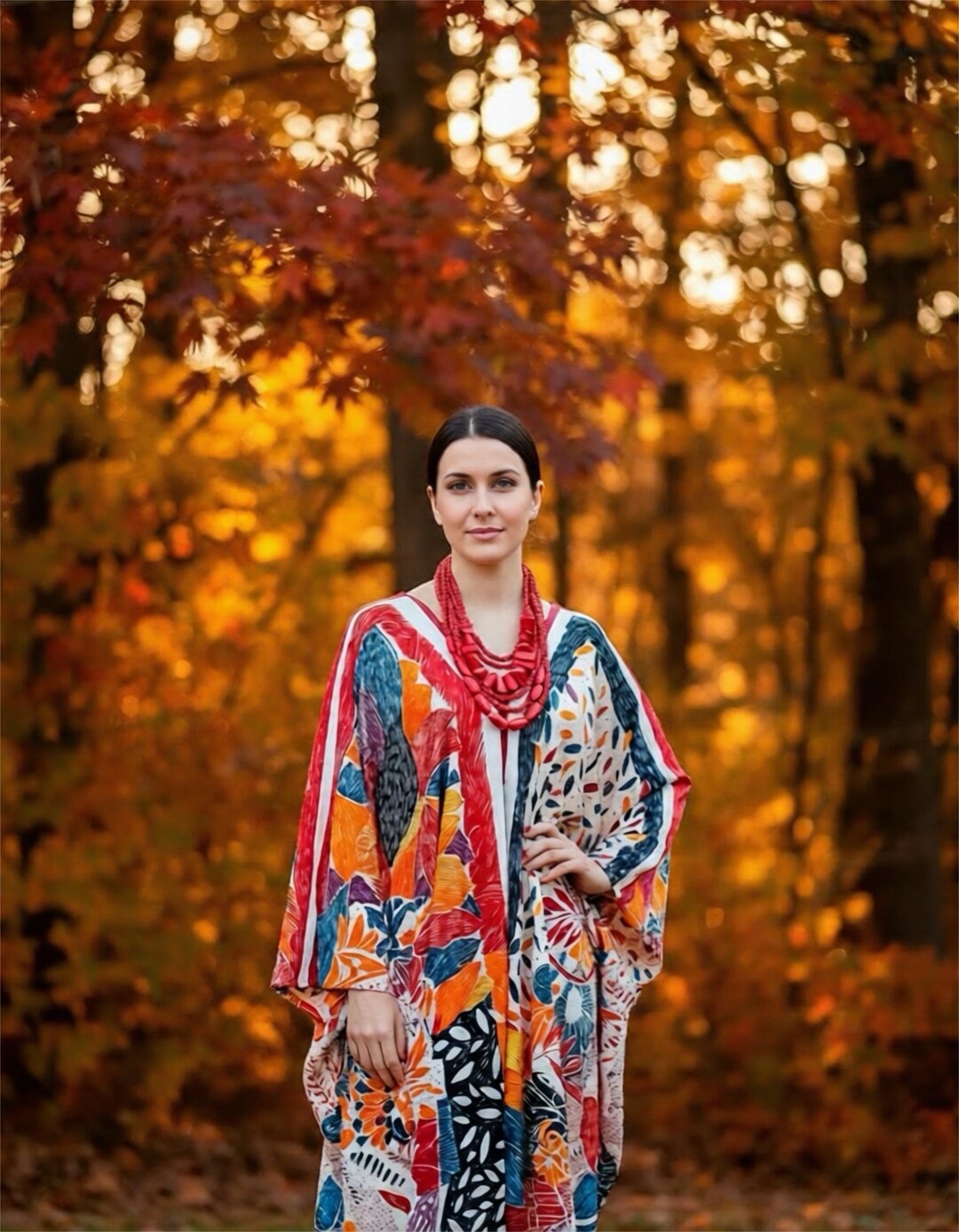 Fiesta Isla- V-neck Midi Tunic Caftan Dress - Etsy