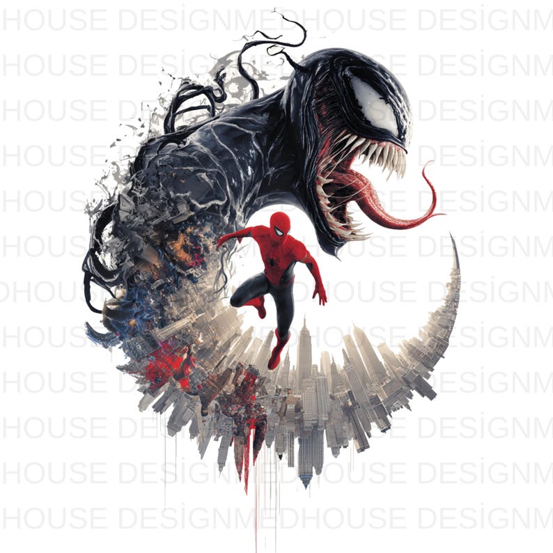 8 Spider-man & Venom Watercolor PNG: Splash Style Clipart (digital ...