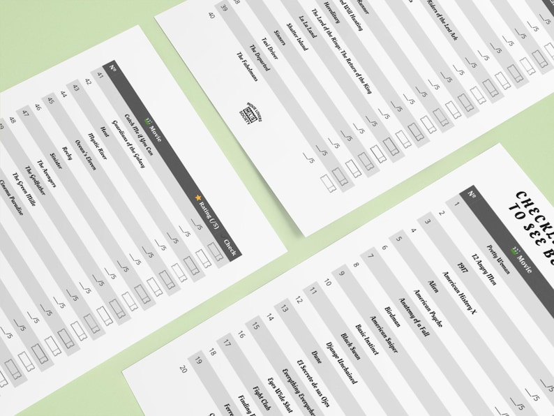 Printable Movie Checklist | Film Watchlist Template | Cinema Tracker ...