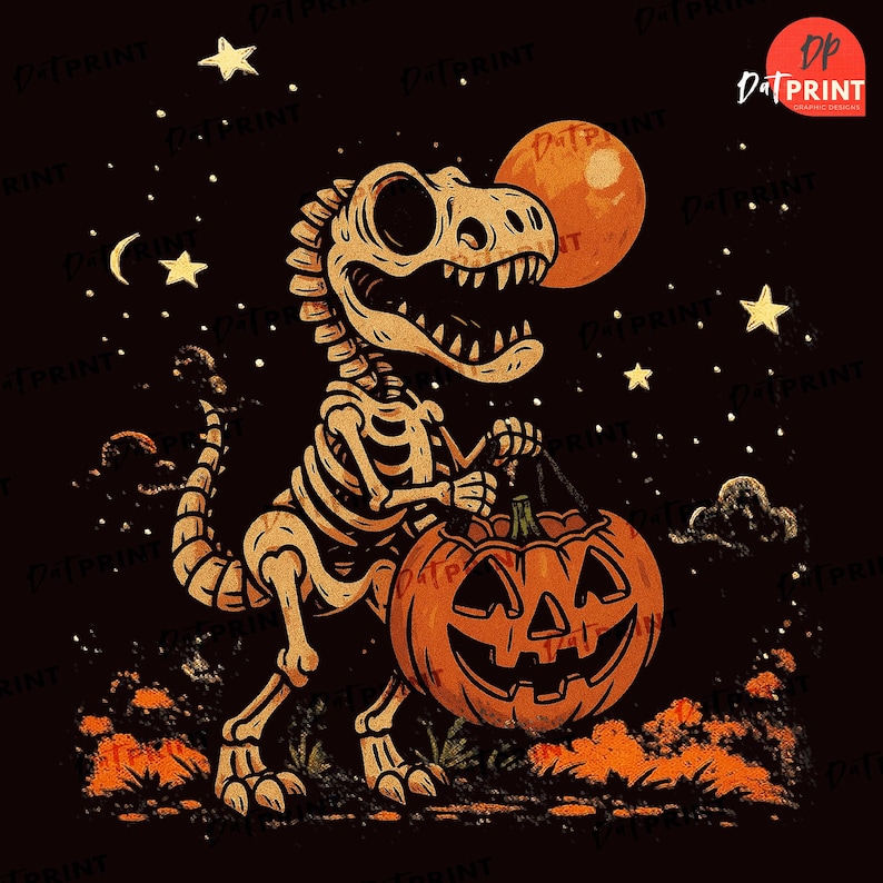Spooky Dinosaur PNG: Halloween Sublimation Design (digital Download ...