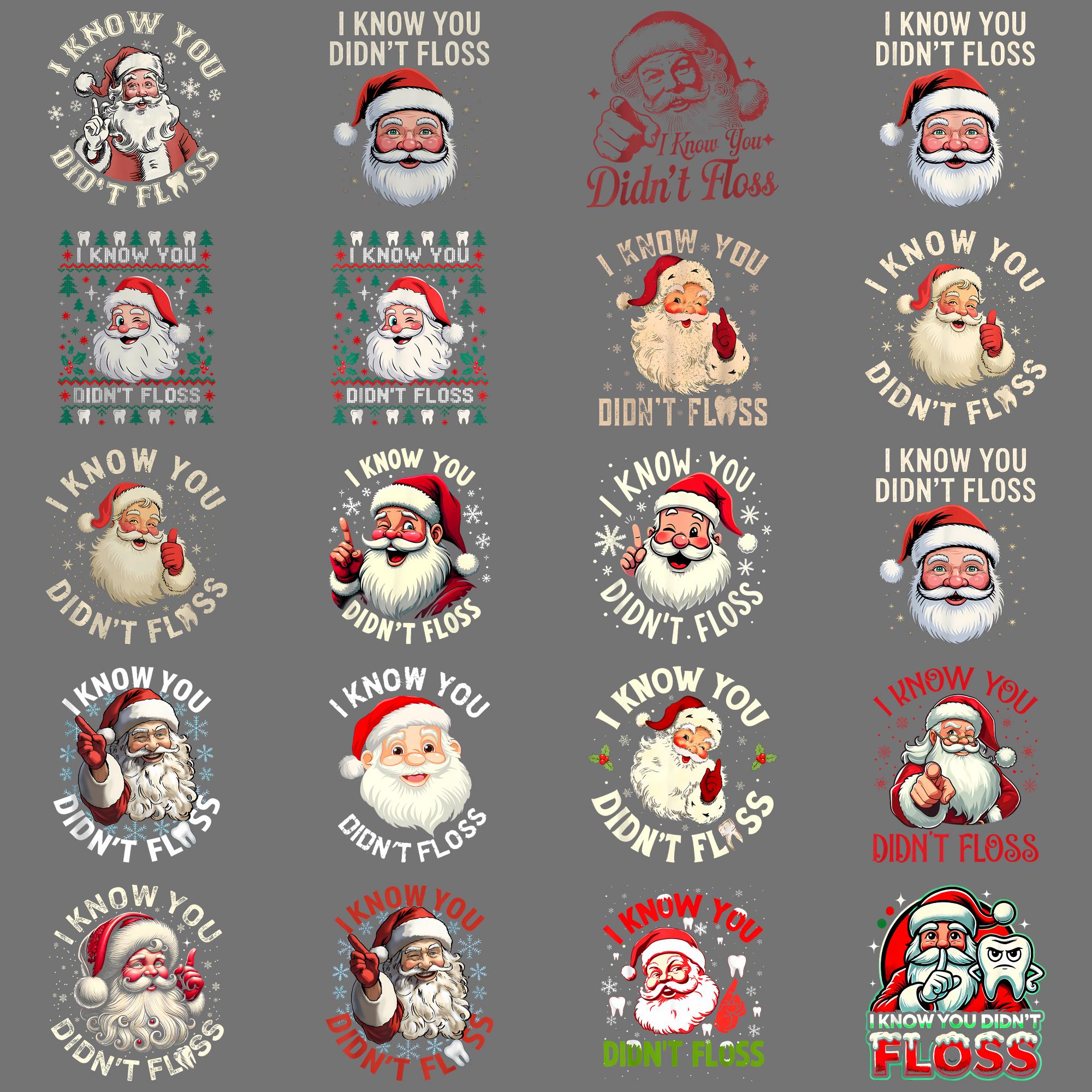 Santa I Know You Didn’t Floss Dentist Christmas PNG, Funny Dental ...