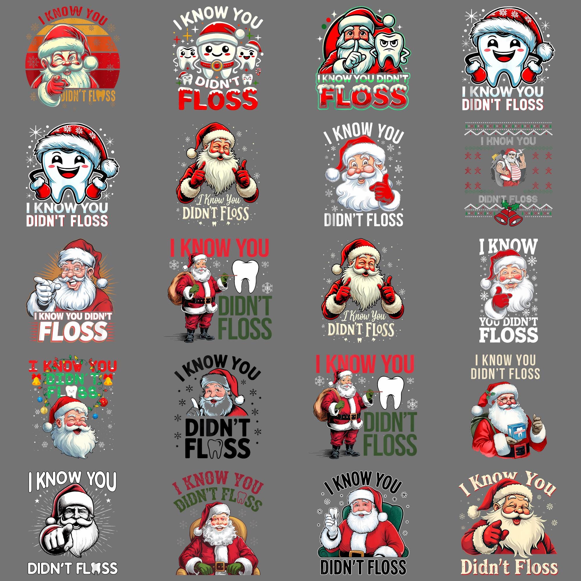 Santa I Know You Didn’t Floss Dentist Christmas PNG, Funny Dental ...