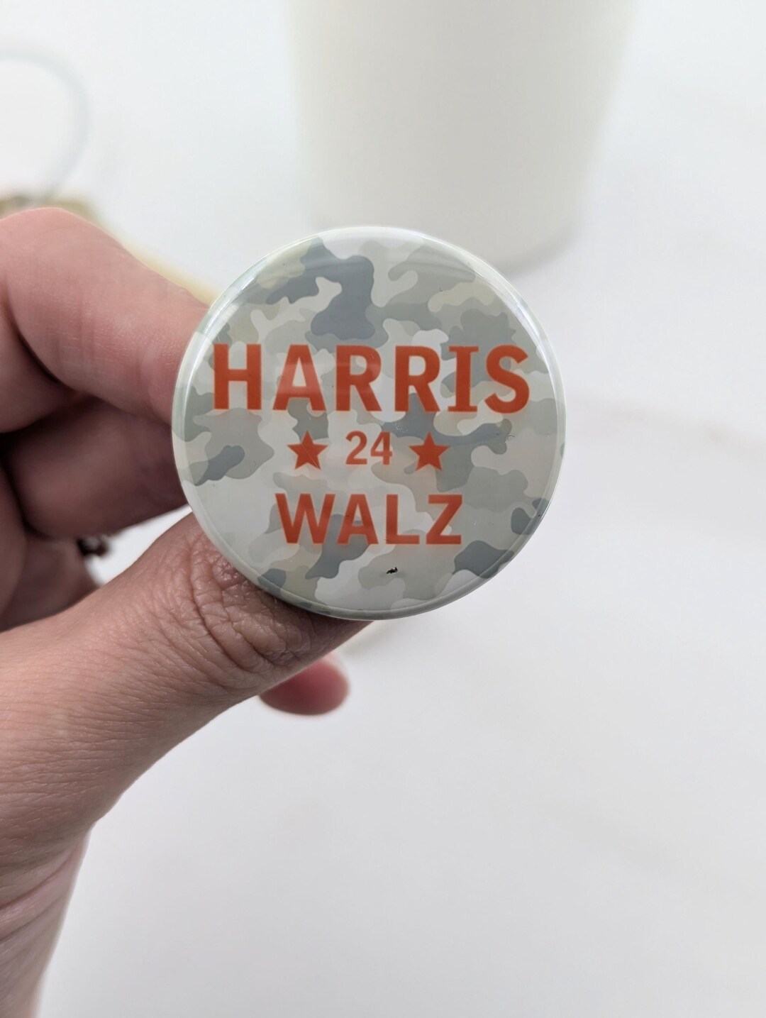Harris Walz Camo 2024 Political Button, Vote Button, Democratic Party ...