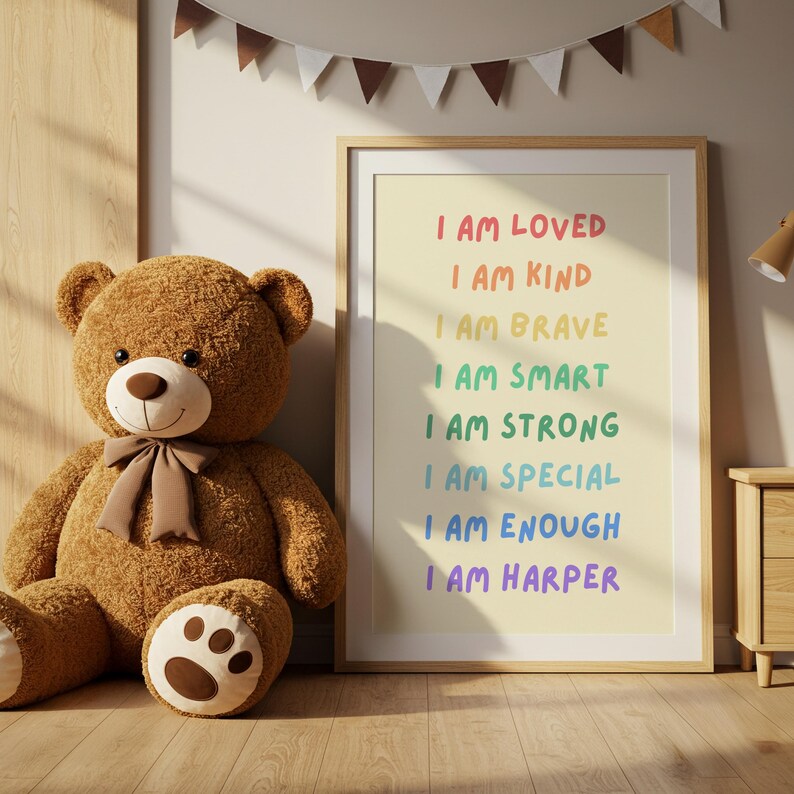 Personalized Kids Affirmation Wall Art - Custome Name and Size ...
