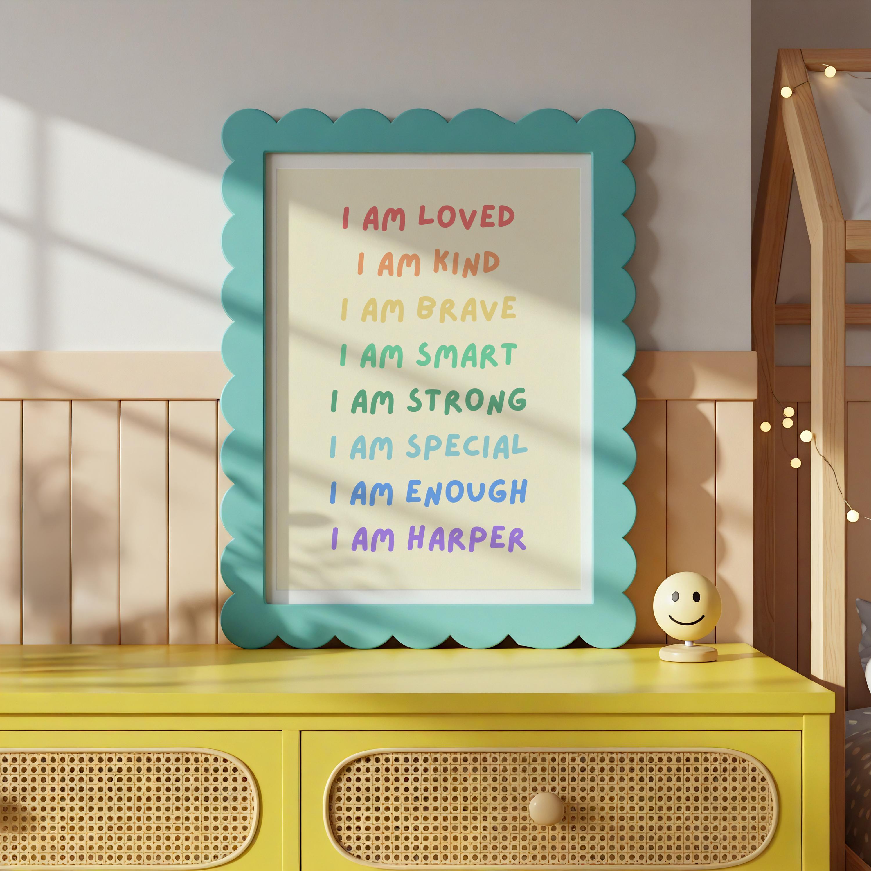 Personalized Kids Affirmation Wall Art - Custome Name and Size ...