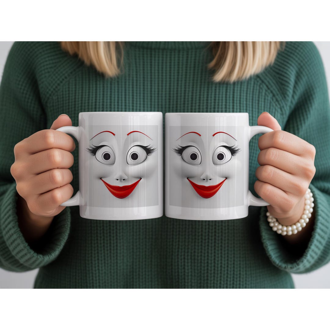 Funny Face Mug, Quirky Smiling Cartoon Mug Gift, Cute Expression Coffee ...