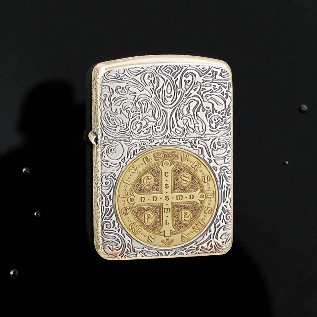 Saint Benedict Zippo Lighter – Engraved Miraculous Medal Protection ...