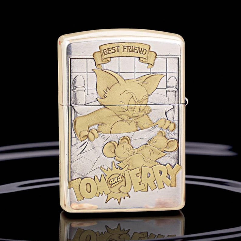 Tom & Jerry Zippo Lighter – Silver Plated With Gold Accents | Two-tone ...