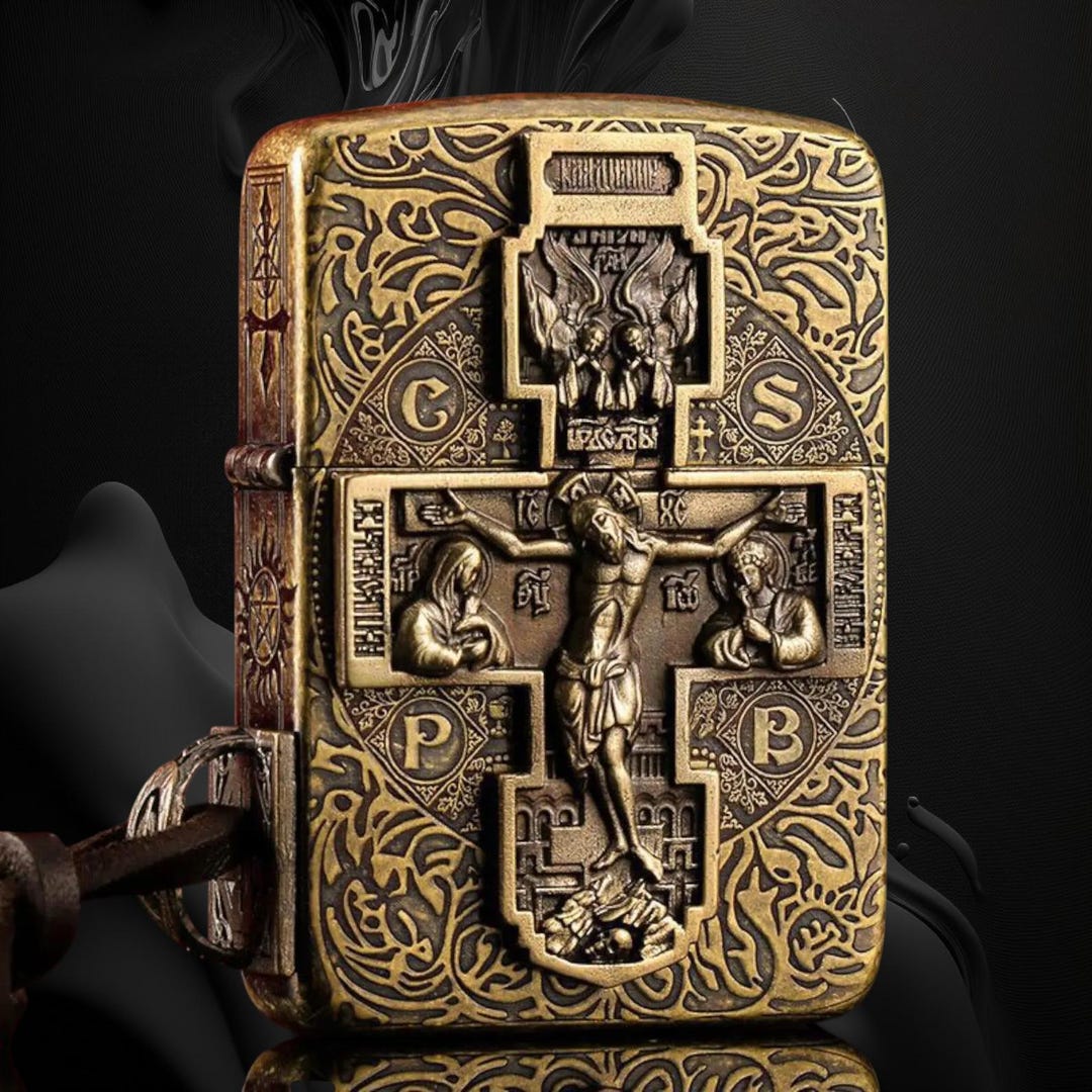 3D Engraved Zippo Lighter – Antique Christian Cross Design, Windproof ...