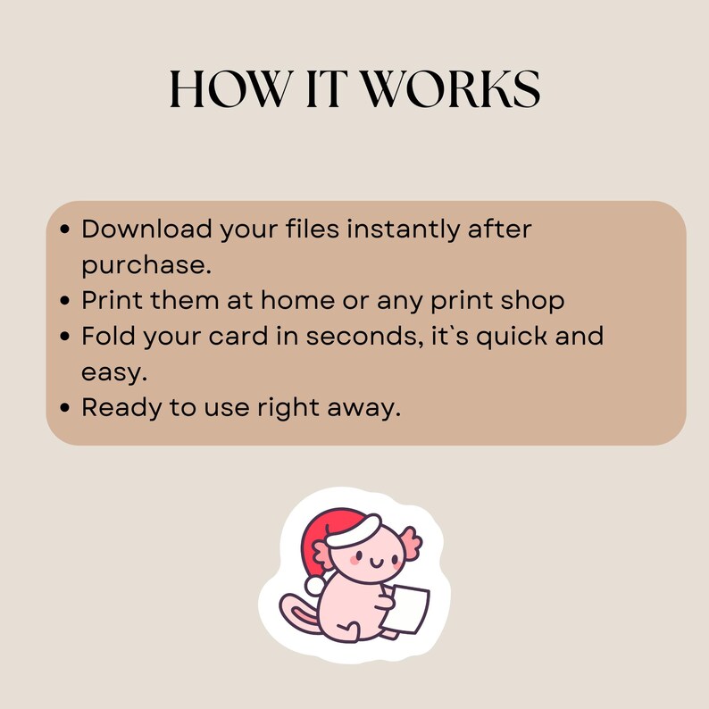 10 Cute Axolotl Printable Foldable Cards 7x10 Inches, DIY Greeting ...